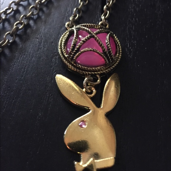 Jewelry | Pink Medallion Necklace W Pink Crystal Playboy | Poshmark